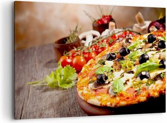 Arttor Wandbilder Dekoration Wohnzimmer Pizza Essen Italien Tradition Bilder auf Leinwand 120x80cm Leinwandbild Schlafzimmer Deko Wand Kunstdruck Art Groß XX