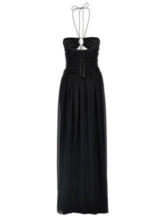 Tom Ford Halter Neck Draped Silk Dress - Black