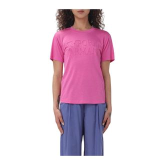 Emporio Armani Grafik Logo T-Shirt Kurzarm - - Tops - Damen - Rosa - S