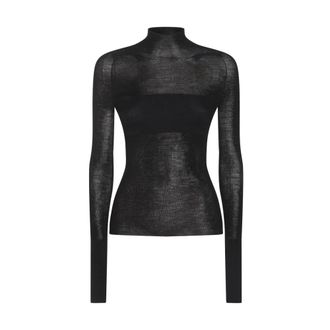 Versace Femme, Pulls, Noir, Taille: 40 FR Pull noir en laine &agrave; col haut