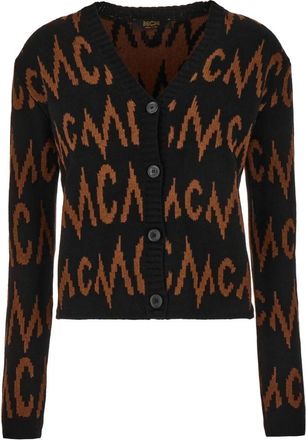 MCM Mcm, Femme, Pulls, Noir, Taille: 38 FR Gilet en m&eacute;lange de cachemire brod&eacute;