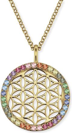 Engelsrufer Damen Halskette aus vergoldetem Sterling Silber mit Lebensblume Anhänger und Zirkonia, nickelfrei