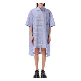 J.W.Anderson Hemdkleid mit Stufenrock - - Dresses - Damen - Blau - 3XS