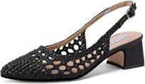 Queen Helena Encolure à Talon Moyen Slingback Chaussures Élégantes à Bout Fermé Femme ZM9903, Noir, 38 EU