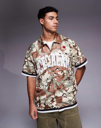 Icecream Choc Chip - Baseball-Trikot mit mehrfarbigem Military-Muster-Bunt