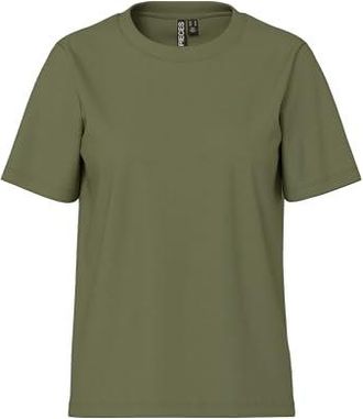 Pieces Pieces T-Shirt Pcria SS Solid Tee Noos BC pour Femme, Vert Lichen, S