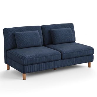 Vesgantti Cord 3 Sitzer Sofa ohne Armlehne, 166cm Modernes Dreiersofa mit Kissen, Kombination Sofa perfekt f&uuml;r Wohnzimmer, Schlafzimmer, B&uuml;ro, werkzeuglose Mont