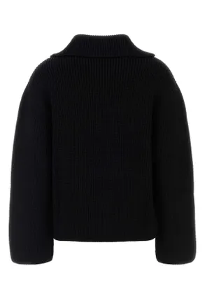 Courr&egrave;ges Womens Black Wool Oversize Sweater Exterior: Merino Maglieria