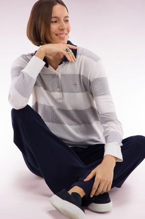 Eden Park Pantalon &Agrave; Jambe Large En Coton Biologique Et Cachemire Marine Coupe D&eacute;contract&eacute;e