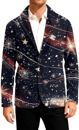 Generic Veste de costume pour homme - Costume de Noël pour homme - Avec imprimé de Noël - En matériau confortable - Avec boutonnière - Pour les occasions fest