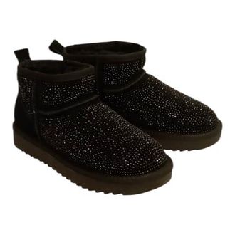 Massimo Santini 25W4123, Chaussures Bottes Basse Mode Mode Strass (Pelo Int&eacute;rieur), Noir, 36 EU