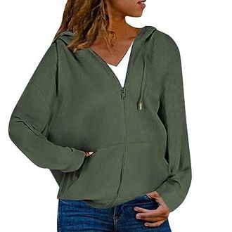 Generic Pull de Noël pour femme - Haut uni ample avec poche latérale zippée - Manches longues - Couleur unie - Pull pour les tenues dentraînement en plein air