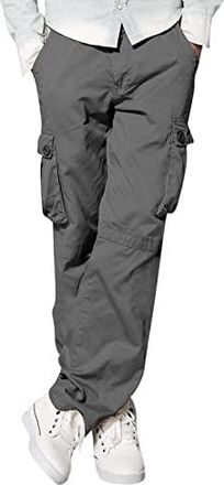 Generic Pantalon de travail d&eacute;contract&eacute; pour homme - Couleur unie - Avec plusieurs poches - Jambe droite - Pantalon cargo tendance - Pantalon de surv&ecirc;tement p
