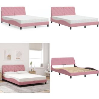 vidaXL Bett mit Matratze Rosa 120x200 cm Samt - Samtsofa - Rosa Sofa - Doppelbett - Boxspringbett - Schlafzimmer Dekoration - Home & Living