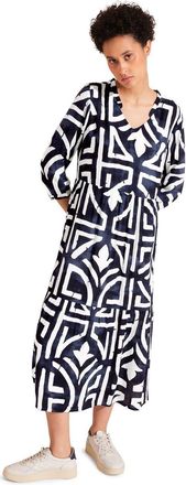 Street One Damen A143950 Print Kleid, deep Blue, 34