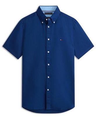 Tommy Hilfiger Kurzarmhemd aus Baumwolle und Leinen, Regular Fit in