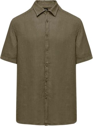 Bomboogie Homme, Chemises, Beige, Taille: 3XL Linen Short Sleeve Shirt