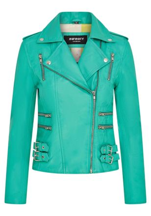 Infinity Leather Damen Leder Aqua Blau Brando Bikerjacke-Loddon