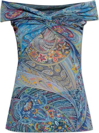 Etro Femme, Blouses et Chemises, Multicolore, Taille: 40 FR Haut Imprim&eacute; avec Drape D&eacute;coratif