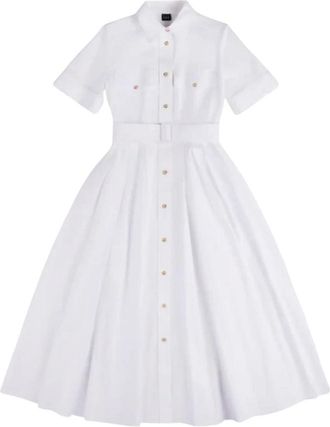 Fay Femme, Robes, Blanc, Taille: 38 FR Buttoned Shirt Midi Dress