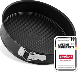 Zenker Springform Ø 28 cm PURE, Backform mit Antihaftbeschichtung, runde Kuchenform mit Flachboden (Farbe: schwarz), Menge: 1 Stück