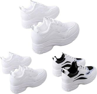 Generic Chaussures de sport &eacute;paisses pour femme - Chaussures d&eacute;contract&eacute;es &agrave; lacets confortables - Baskets compens&eacute;es - Chaussures de marche antid&eacute;rapantes et
