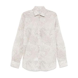Etro Rom Hemd mit Bl&auml;tterprint - - Shirts - Herren - Grau - 2XL