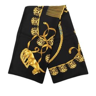 Herm&egrave;s Pre-owned Les Cavaliers dOr Scarf - Femme - Pre-owned - Noir - Taille: ONE Size