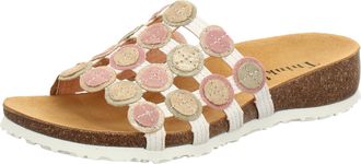 Think Damen Julia chromfrei gegerbte nachhaltige Pantolette, Bianco/Kombi 1000