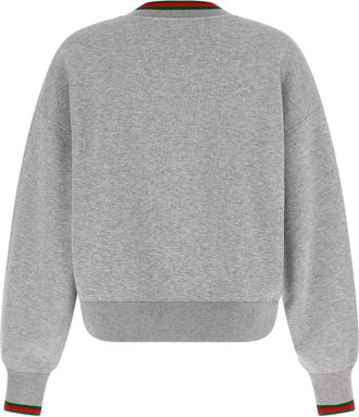 Gucci Web-Striped V-Neck Sweatshirt - Gray