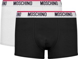 Moschino Homme, Sous-v&ecirc;tements, Noir, Taille: XL Lot de 2 boxers en jersey stretch avec bande logo