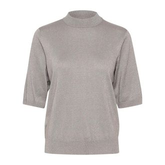Cream Metallisch Graue Strickbluse - - Knitwear - Damen - Grau - L