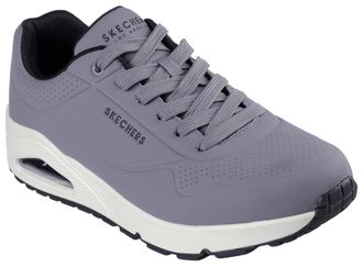 Skechers Sneaker SKECHERS Uno - Stand on Air, Herren, Gr. 42, grau (dunkelgrau), Lederimitat, Schuhe Sneaker, Freizeitschuh, Halbschuh, Schn&uuml;rschuh mit Air-Coo