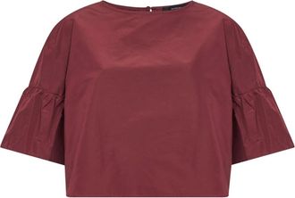 Max Mara Femme, Blouses et Chemises, Rouge, Taille: 40 FR Blouse Courte en Taffetas de Coton