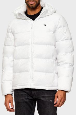 Calvin Klein Herren Pufferjacke Nylon Zip Off mit Kapuze, Wei&szlig; (Bright White), XL