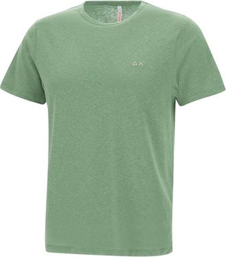 Sun 68 Homme, Tops, Vert, Taille: 2XL T-shirt en jersey de lin