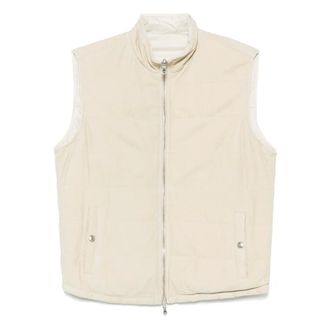 Barba Homme, Vestes, Beige, Taille: XL Gilet en daim avec poches à fermeture éclair