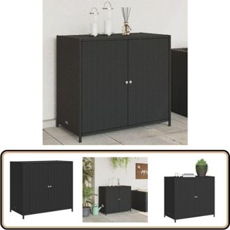 vidaXL Gartenschrank Schwarz 83x45x76 cm Poly Rattan - Outdoor-Schrank - Gartenschrank - Stauraum - Gartenorganisation - Polyrattan