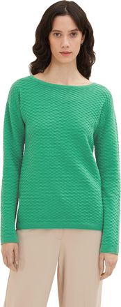 Tom Tailor Damen 1036687 Basic Pullover mit Struktur, 31032 - Vivid Leaf Green, XXS