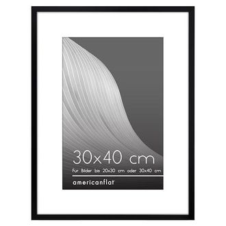Americanflat Bilderrahmen 30x40 cm Schwarz - Bilderrahmen 20x30 cm mit Passepartout - aus Kunststoff mit bruchsicherer Scheibe
