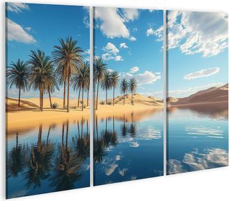 Islandburner Prime Bild auf Leinwand Oase in der Wüste mit Palmen und Spiegelung Bilder Wandbilder Poster