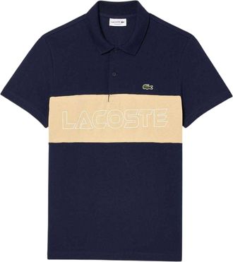 Lacoste Poloshirt f&uuml;r Herren, Stretch, Piqu&eacute; (Marine/Beige)
