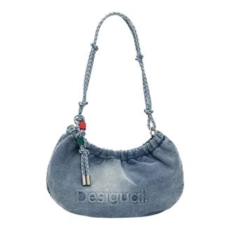 Desigual Femme, Sacs, Bleu, Taille: ONE Size Half Logo Bag