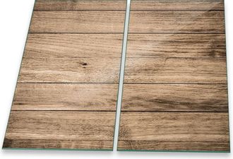 Decorwelt Herdabdeckplatte Abdeckung Ceranfeld Abdeckplatte Schneidebrett 2-Teilig 60x52 Bretter Holz Braun Spritzschutz Glasplatte Ceranfeldabdeckung Schutz He