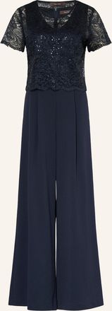 Vera Mont Set: Jumpsuit Und Spitzenjacke Mit Pailletten blau