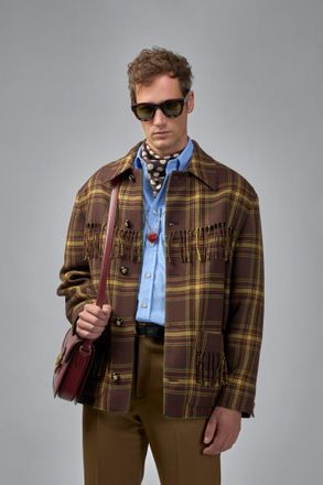 Valentino Caban Fringes Check Coat