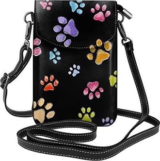 IUBBKI Pawful Paws Print Porte-monnaie pour téléphone portable - Petit portefeuille en cuir à bandoulière Femme Bretelles Sac Carry Card Cosmetics
