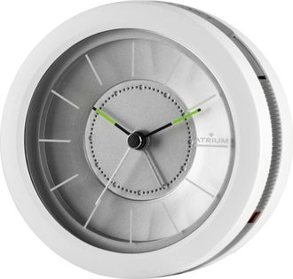 Atrium moderner Design Wecker Analog Quarz ohne Ticken mit Licht und Snooze Wei&szlig; Silber Rund A106-0