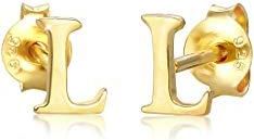 Elli Boucles dOreilles Elli - Lettre L Clous dOreilles Femme - (925/1000) Argent Plaqué Or