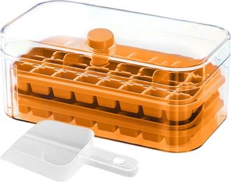 Generic Eisw&uuml;rfelform,Dr&uuml;cken Sie 2-lagige Leicht Entladende Eisbl&ouml;cke Maker Mit 64 Gittern | Gefrierschrank Form Beh&auml;lter - F&uuml;r Whisky Kaffee Saft Wein Bar P